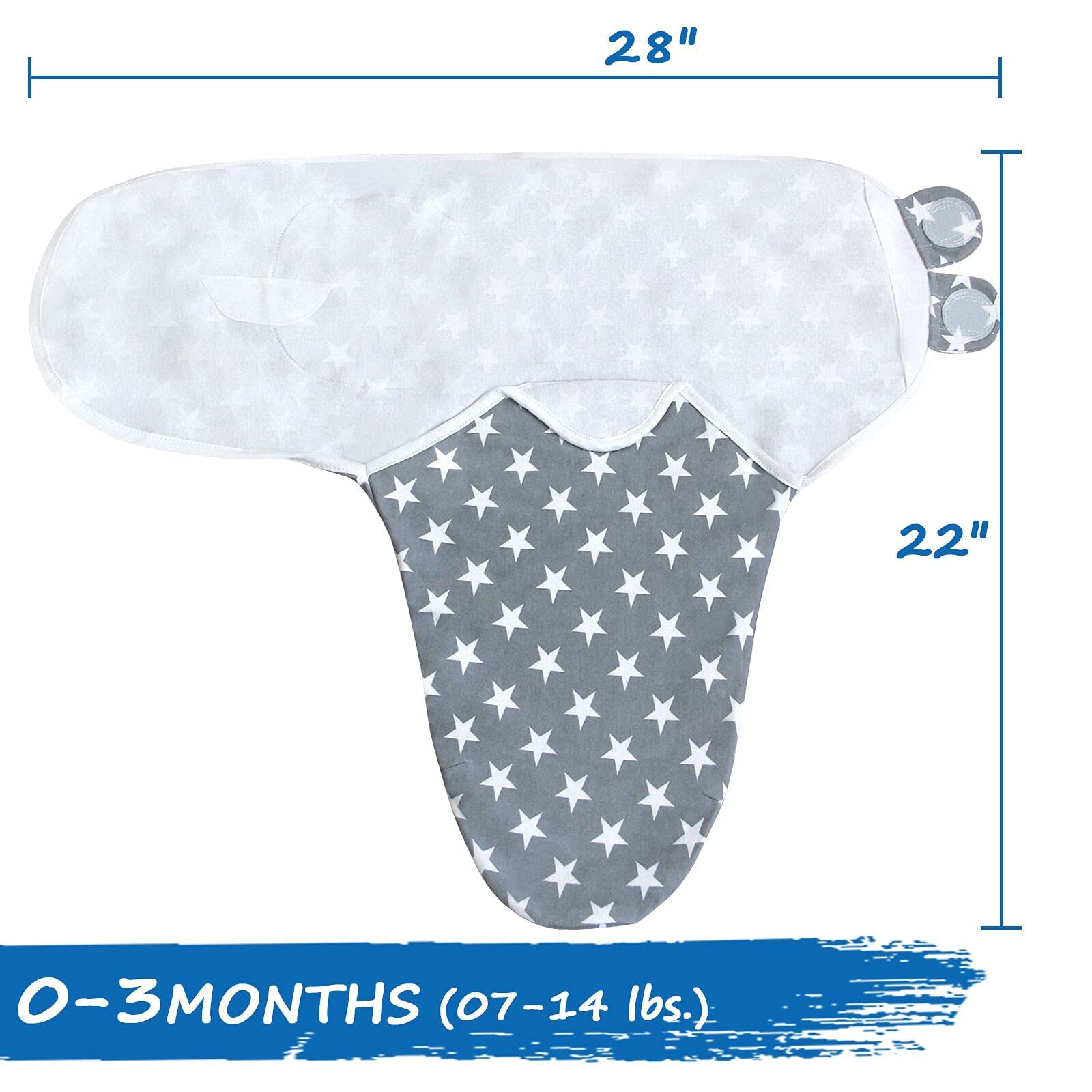 Coldwind Baby Swaddles 0-3 Months, 2 Pack 100% Organic Cotton Adjustable Swaddle Sack for Boy or Girl, Baby Swaddle Wrap for Newborn Baby, Star and Elephant