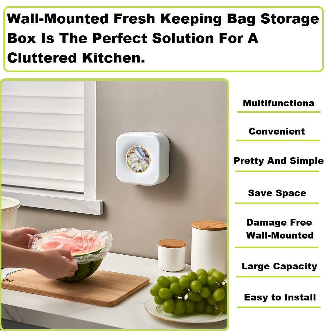 100 PCS Elastic Fresh Keeping Bags With A Keeping Bag Dispenser,Plastic Wrap Storage Box,Stretch Plastic Wrap Bowl Covers,Plastic Covers For Bowls,Elastic Food Storage Covers,Microwave Safe.
