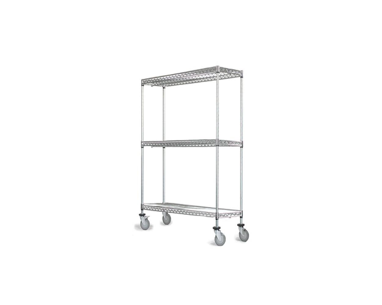 18" Deep x 36" Wide x 80" High 3 Tier Gray Wire Shelf Truck with 800 lb Capacity
