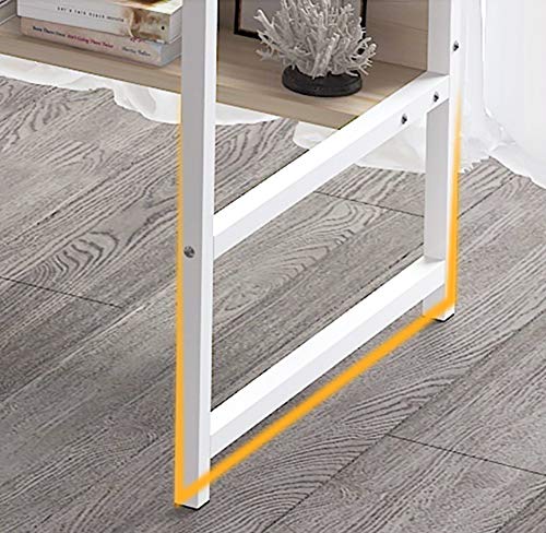 TOPYL Modern Writing Desk with Hutch and 4 Tier Bookshelves,Computer Desk with 2 Drawers,Pc Laptop Sturdy Office Desk Workstation for Home