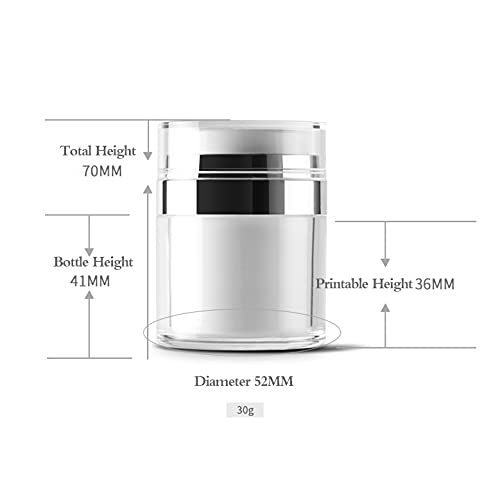 Furnido Refillable Airless Pump Jars,Empty Acrylic Makeup Cosmetic Containers, Travel Lotion With Lid for Thick Moisturizer,Skincare Cream, 2 Pack, 1 oz, White