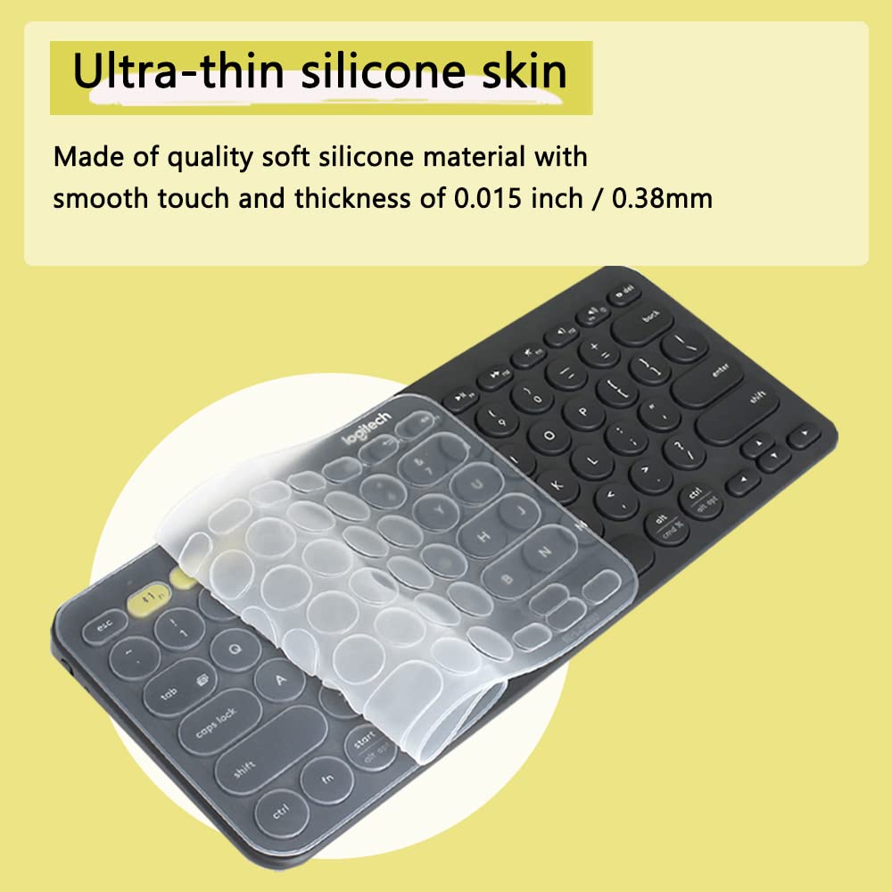 Silicone Keyboard Cover Skin for Logitech K380 & 2023 Pebble Keys 2 K380S Combo for MAC Bluetooth Multi - Device Ultra Thin Protective Keyboard Cover Skin