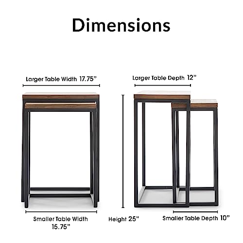 Amazon Brand β Stone & Beam Weston Wood & Metal Nesting Tables, Set of 2, Brown