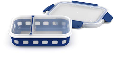 Ello Sammie Plastic Divided Kids Food Storage Container, 4 Cup, Touchdown Blue