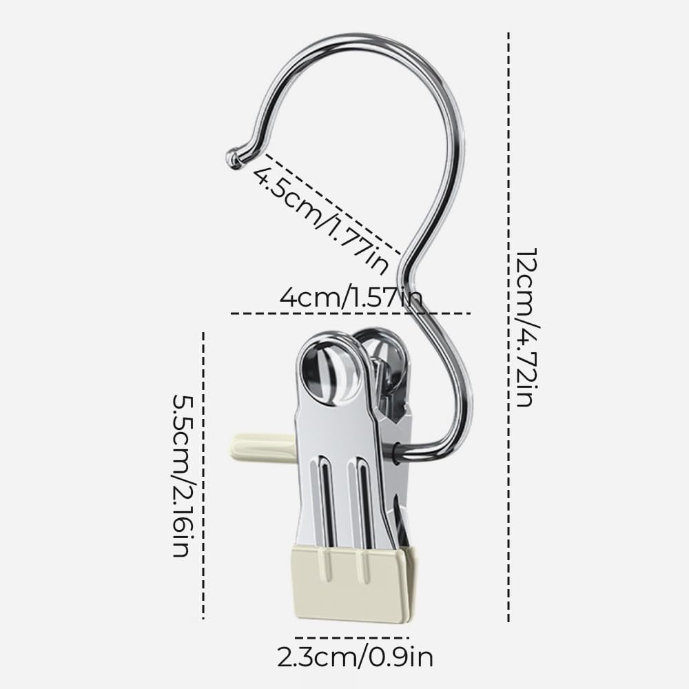 10/30/50 PCS Space-Saving Clothespin Hat Pants Storage Hanging Travel Hook, 360° Rotating Stainless Steel Metal Hanging Hook Clips, Hanger Clips Towel Clips Boot Hangers for Closet (Black, 10 PCS)