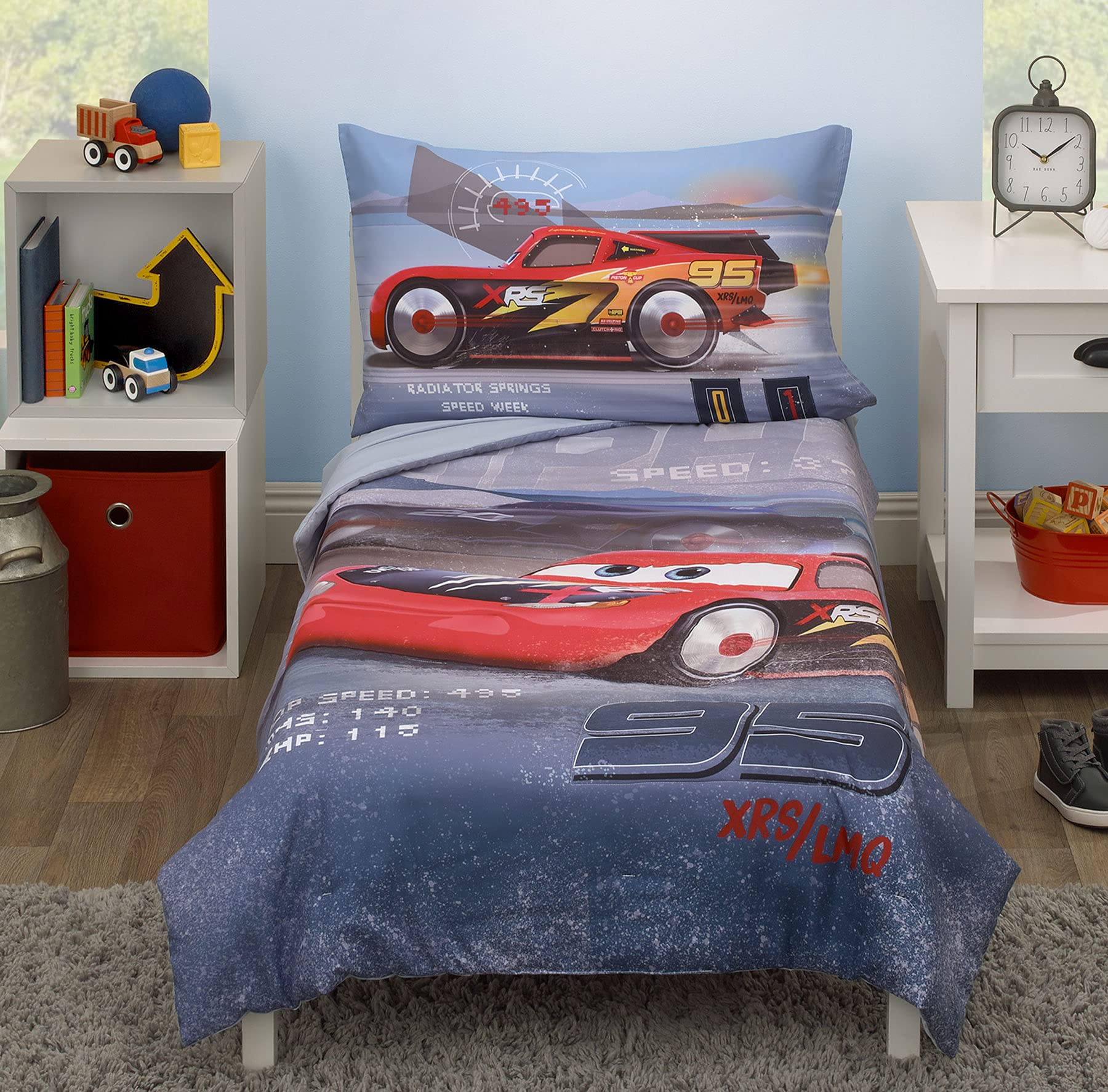 Crown Crafts Infant Products Disney Cars 4 Piece Toddler Bedding Set - Speedy Frenzy