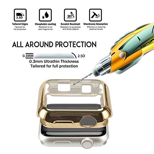 Tranesca 8 Pack 40mm Watch case with Built-in HD Clear Ultra-Thin TPU Screen Protector Cover Compatible with Apple Watch Series 4/5/6/SE (Clear+Black+Gold+Rose Gold+Red+Blue+Green+Silver)