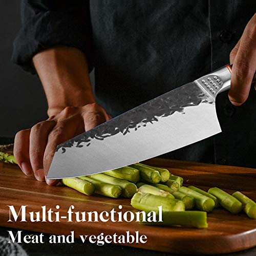 DRAGON RIOT Kiritsuke Chef Knives Carbon Steel Bunka Knife Forged Japanese Butcher Cleaver Kitchen for Home and Restaurant