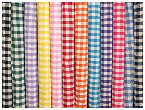5 Yards Checkered Fabric 60" Wide - Gingham Buffalo Check Fabric | 100% Polyester White & Red Check Fabric | Perfect for Parties Fabric, Picnics, Indoor and Outdoor Table Cloths and Curtains