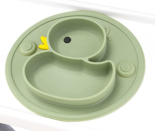 Lightening Corp Baby Plate Silicone Suction Toddler Plates, Divided Dishes for Toddler Kids, Self Feeding, BPA Free, Microwave and Dishwasher Safe (SP-21)