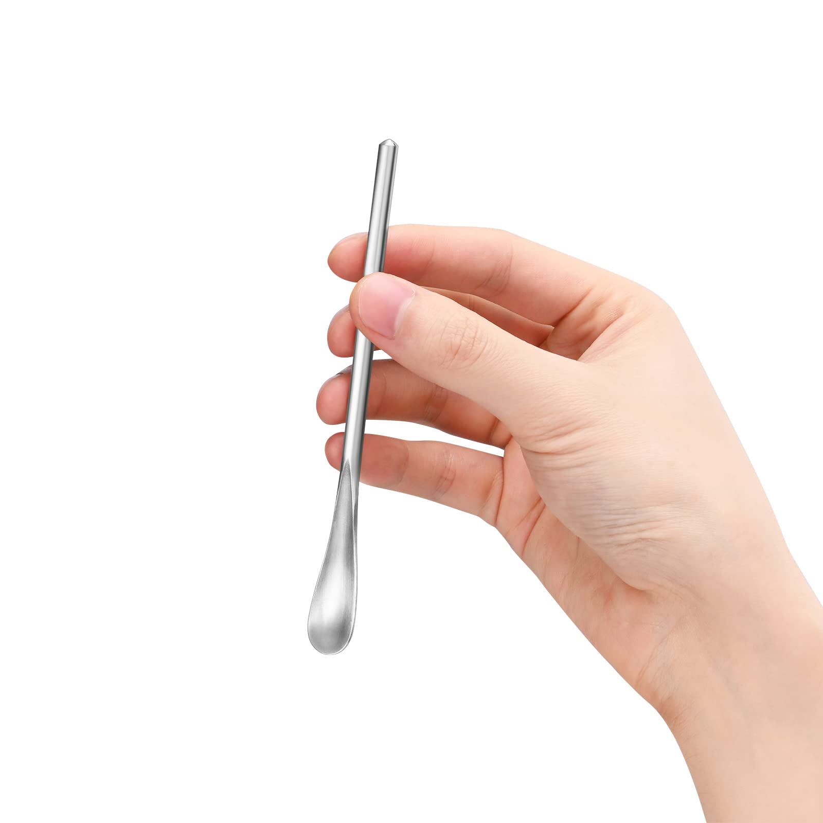 12-piece 5-inch Stainless Steel Coffee Stirring Spoon, Cocktail Stirring Stick with 12.8 cm Length, Small Spoon with Round Handle, Reusable Ice Tea Spoon, Bar Spoon. Dishwasher Safe.