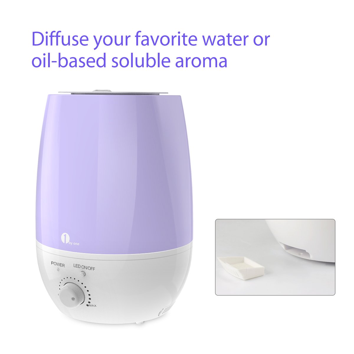 1byone Humidifiers for Bedroom 6L Cool Mist Air Ultrasonic for Plants Indoor with Essential Oils Diffuser for Baby Kids, with 7 Colour Night Light, Ultra Quiet & Easy to Clean, Auto Shut-off, Blue