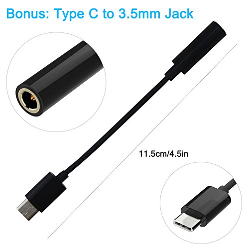 5 Packs Earbud Headphones with Remote & Microphone, SourceTon in Ear Earphone Stereo Sound Tangle Free for Smartphones, Laptops, Gaming, Fits All 3.5mm Interface Device w/3.5mm to Type C Adapter