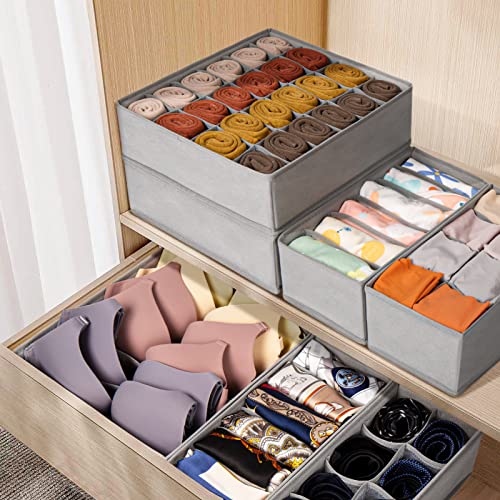 12 Pack Sock Underwear Drawer Organizer Dividers, Foldable Fabric Dresser Drawer Organizers for Clothing, Sock, Undies, Bra, Belt, Tie, Scarf