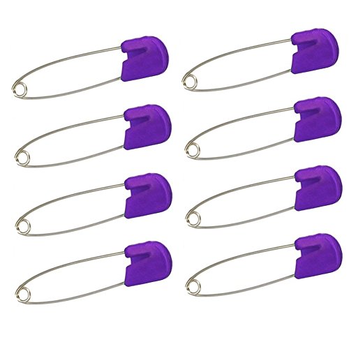 AEXGE Plastic Head Baby Safety Pin Diaper Pins 1.5inch Cloth Nappy Safety Pins,Pack of 100 (Purple)