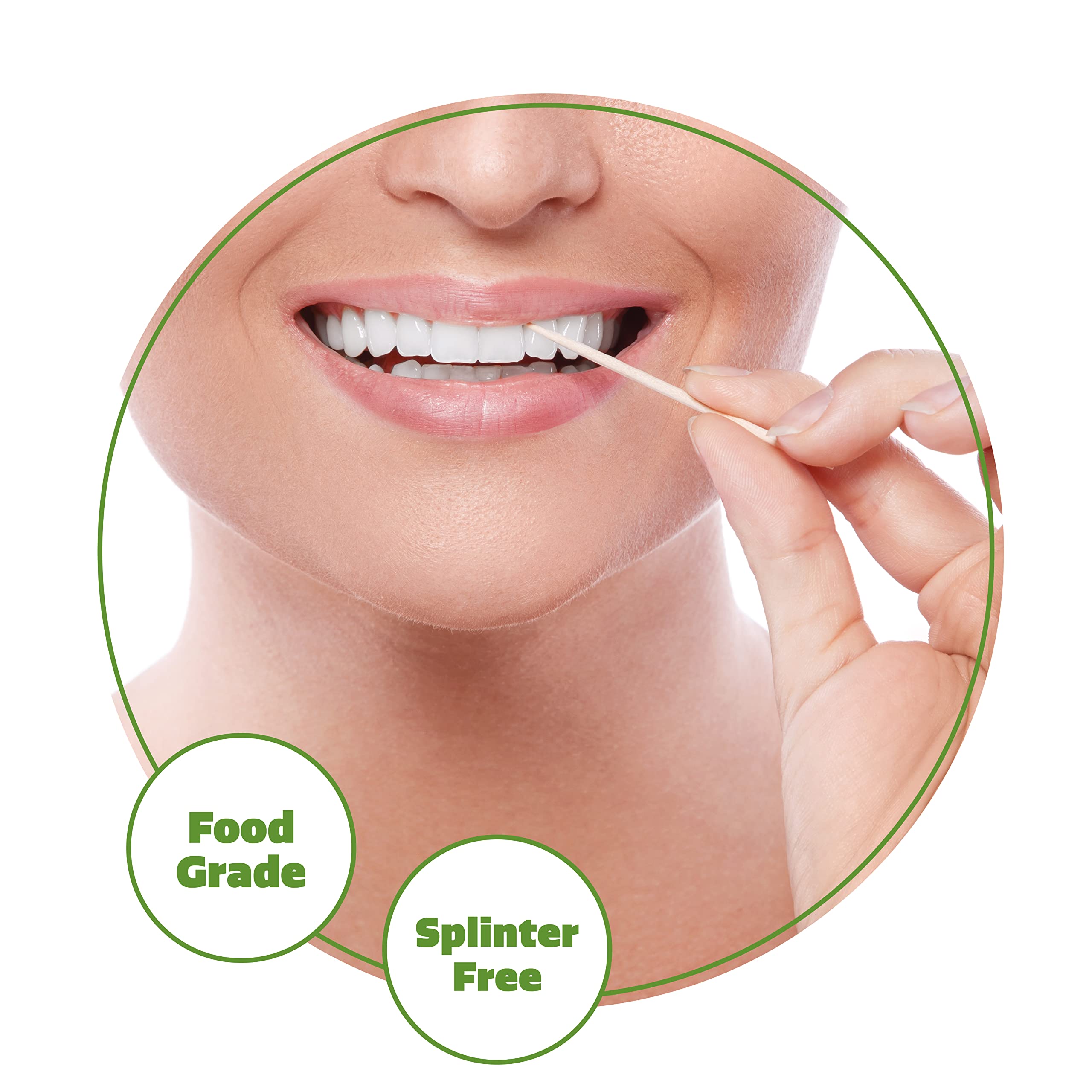 Comfy Package [1500 Count Bamboo Toothpicks Wood, Round Double-Pointed Tooth Picks Wooden - Toothpicks for Appetizers, Fruits and Teeth Cleaning