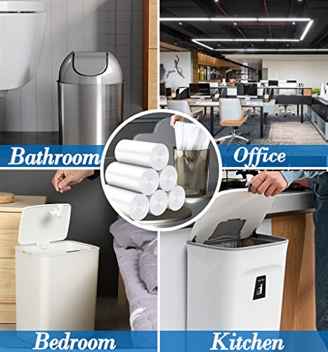 2.6 Gallon 350pcs Clear small Trash Bags Strong Clear Garbage Bags, Bathroom mini Trash Can Bin Liners,Plastic Bags for home waste basket liner, fit 10 Liter, 0.8,1,1.2,1.5,2,2.6,3Gal（Clear 350)