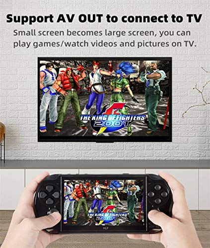 5.1 inch Multi-Function Retro Game Console Handheld Game Console 7700 Games Support Arcade/CPS/fc/SFC/gba/gbc/gb/sega Emulator Games can be archived with Rechargeable Lithium Battery (Black)