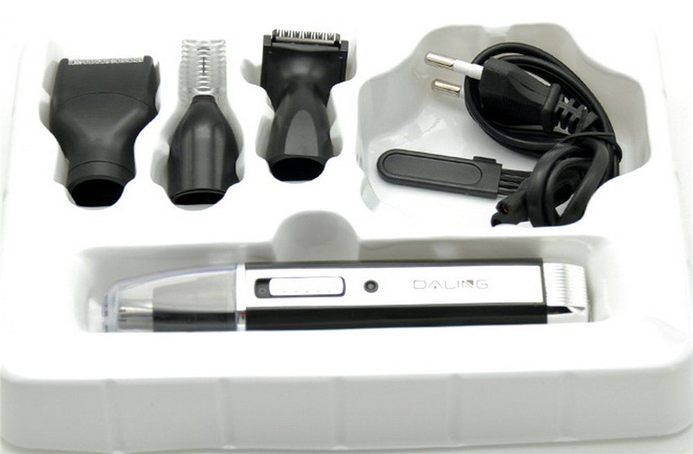 4 in 1 Rechargeable Nose Sideburn Eyebrow Beard Ear Hair Trimmer for Men & Women, Nose Ear Trimmer/Beard Trimmer/Sideburn Trimmer/Eyebrow Trimmer (Black)
