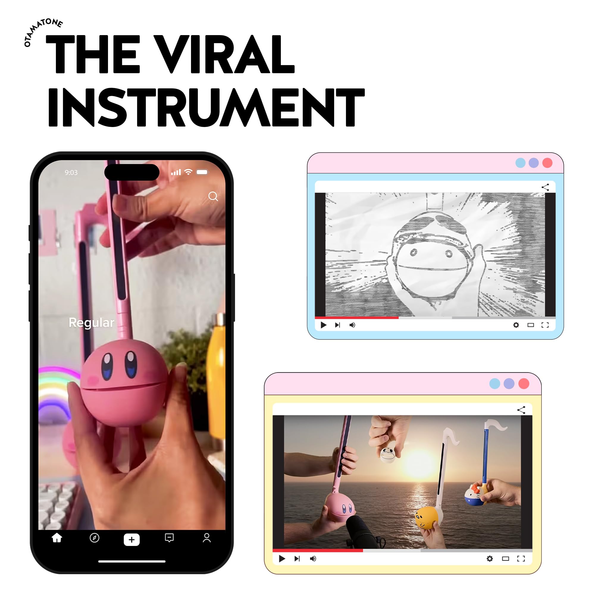Otamatone Japanese Electronic Musical Instrument Portable Music Synthesizer from Japan by Maywa Denki Studio Award Winning, Educational Fun Gift for Children, Teens & Adults - Chocolate