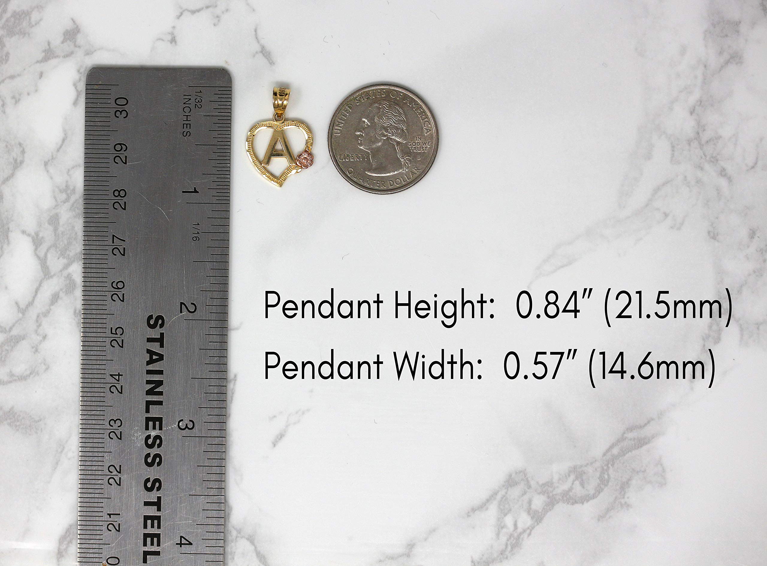 14k Two-Tone Initial Heart Pendant in Yellow and Rose Gold - Letter G