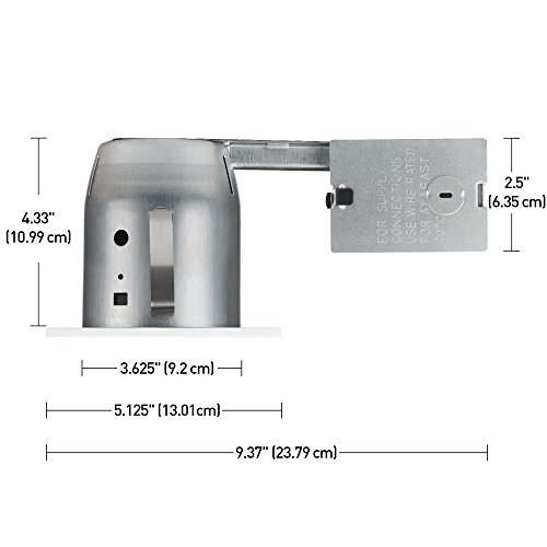 4" LED IC Rated Die-Cast Swivel Baffle Square Trim Recessed Lighting Kit 4-Pack, White, Easy Install Push-N-Click Clips, LED Bulbs Included, 3.88" Hole Size,90949