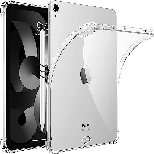MoKo Case Fit iPad Air 5th/4th Generation 2022/2020 10.9 Inch, [2nd Gen Apple Pencil Charge & Touch ID Supported] Soft TPU Protective Reinforced Corner, Anti-Scratch Tablet Cover, Gray/Clear