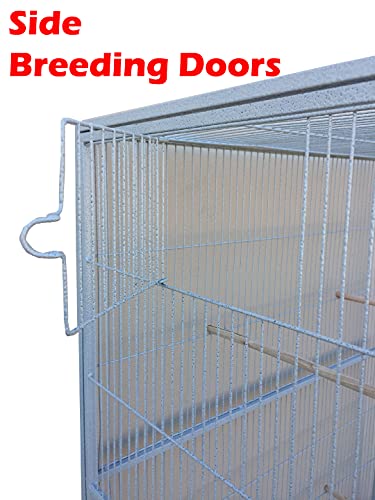 64" Extra Large Wrought Iron Breeding Flight Canary Parakeet Cockatiel Lovebird Finch Cage Side Nesting Doors with Removable Rolling Stand