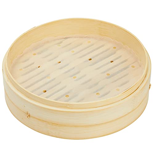 100 Pack Round Air Fryer Liners with Holes for Air Fryer Basket, Dumpling Paper, 10 Inch Perforated Bamboo Steamer Liner Sheets for Baking (White)