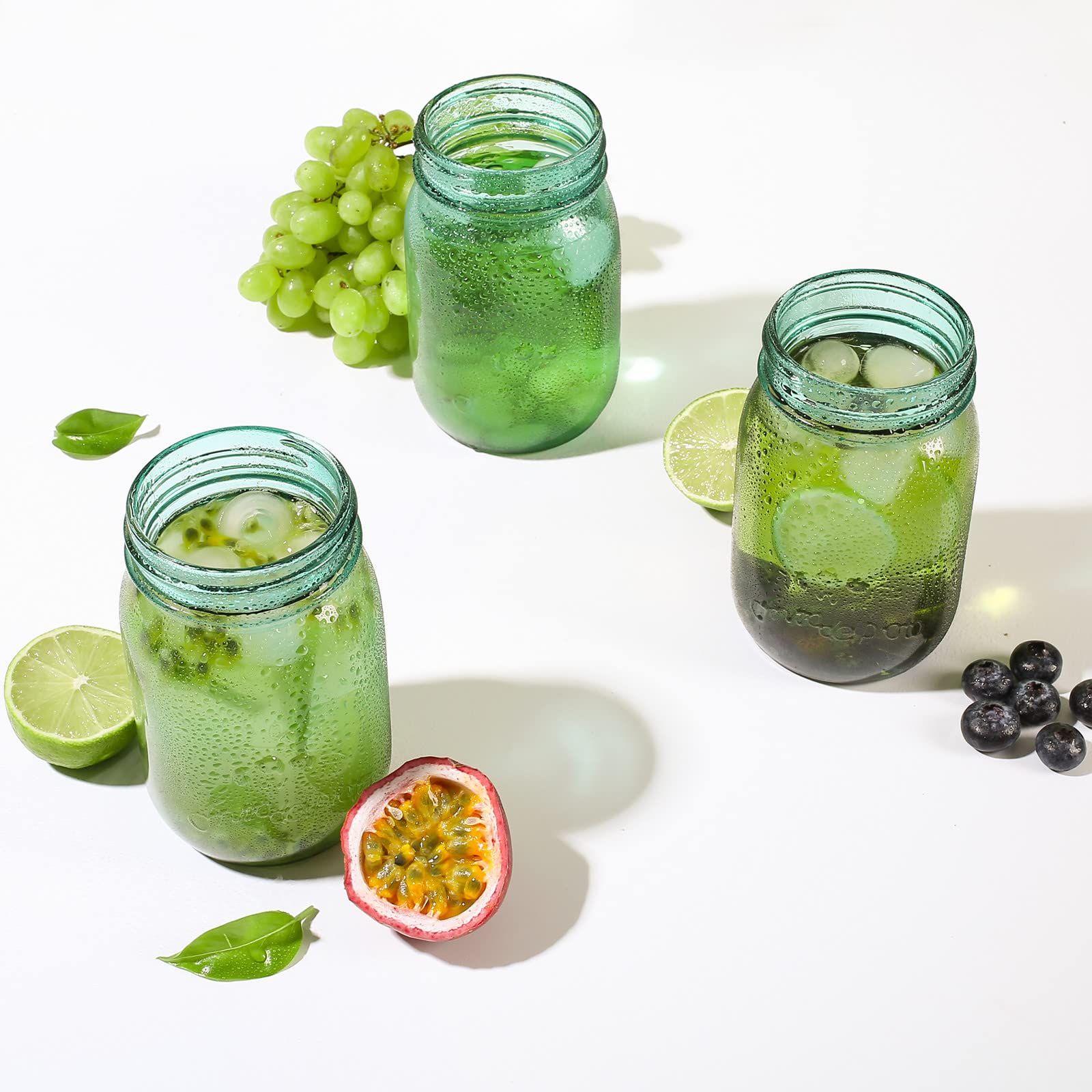 16 oz Teal Mason Jars with Lids,Regular Mouth Canning Jar, 6 Pack Multifunction Glass Container, for Storage, Canning, Pickling, Preserving, Fermenting, DIY Crafts & Decor