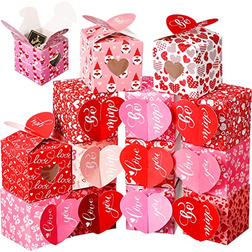 120 Pieces Valentine Cookie Boxes Valentine Treat Boxes with Window Heart Cupcake Boxes Valentines 3 Inch Valentines Candy Goody Container for Valentines Wedding Birthday Party Favors