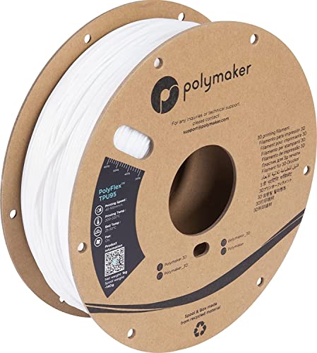 2.85mm(3mm) TPU Filament 2.85 White, 750g Shore 95A Flexible Filament 2.85mm, Polymaker PolyFlex TPU95 3D TPU Filament 3mm White Soft Filament, Print with 2.85mm Openning 3D Printers Only