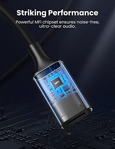 UGREEN USB A to Lightning Audio Adapter Cable MFi Certified Nylon Braided USB 3.0 Male to Lightning Female Dongle Converter Support Volume Control Mic Compatible with MacBook Computer PC Headphone