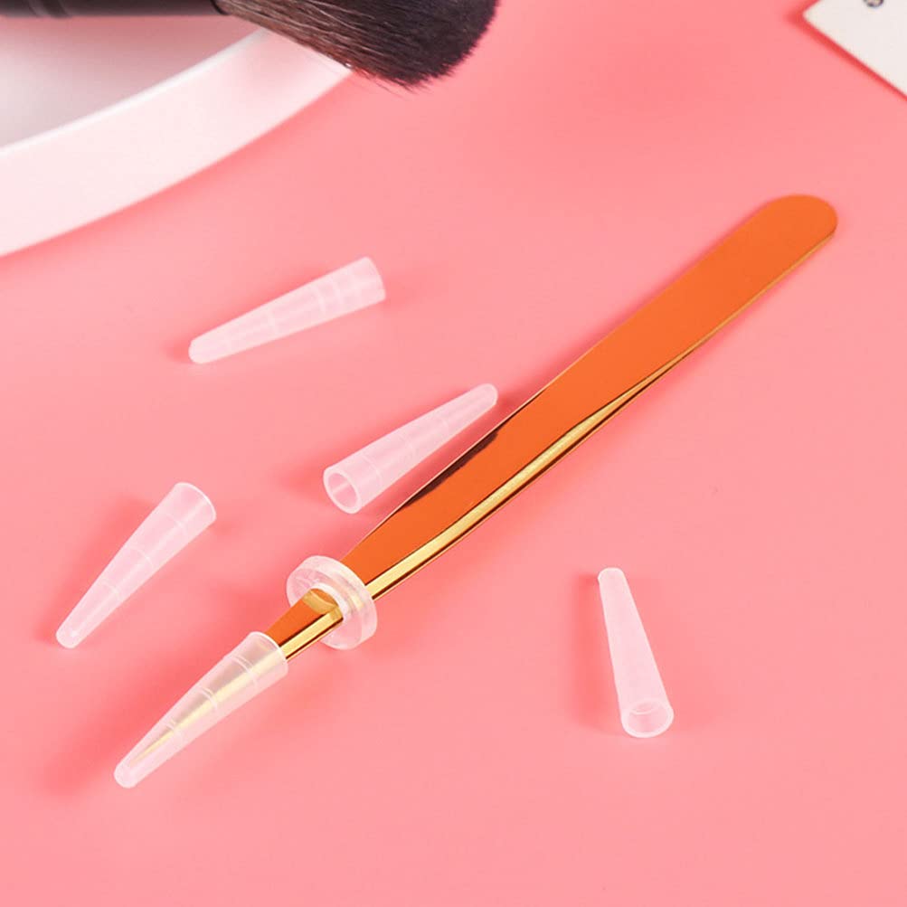 50pcs Tweezer Covers Transparent Tweezer Tip Covers Silicone Grafting Eyelashes Tips Covers Transparent Tweezer Point Protectors