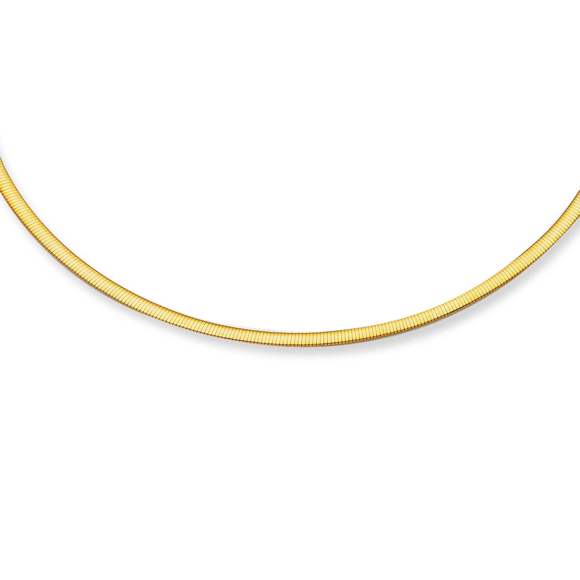 14K White and Yellow Gold Solid Reversible Omega 2.5mm Chain 16" long Necklace with Lobster Claw Clasp