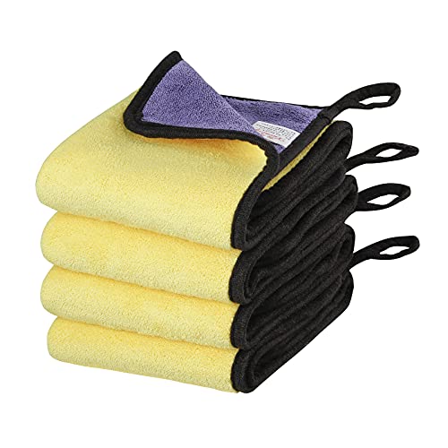 Dry Towel for Cars, (4 Pack) Microfiber Extra Thick Cleaning Cloths,Car Drying Towel Scratch-Free Car Detailing Buffing Polishing Soft Super Absorbent Towel 800 GSM 12 in x24 in