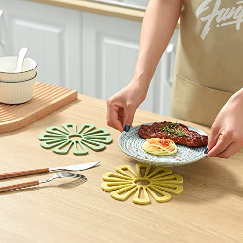 4PCS Silicone Trivet Mat, Heat Resistant Pot Holders, Multipurpose Non-Slip Kitchen Hot Pads for Countertops & Tables, Kitchen Trivets for Hot Dishes & Cookware, Hot Pot Holder for Pots & Pans