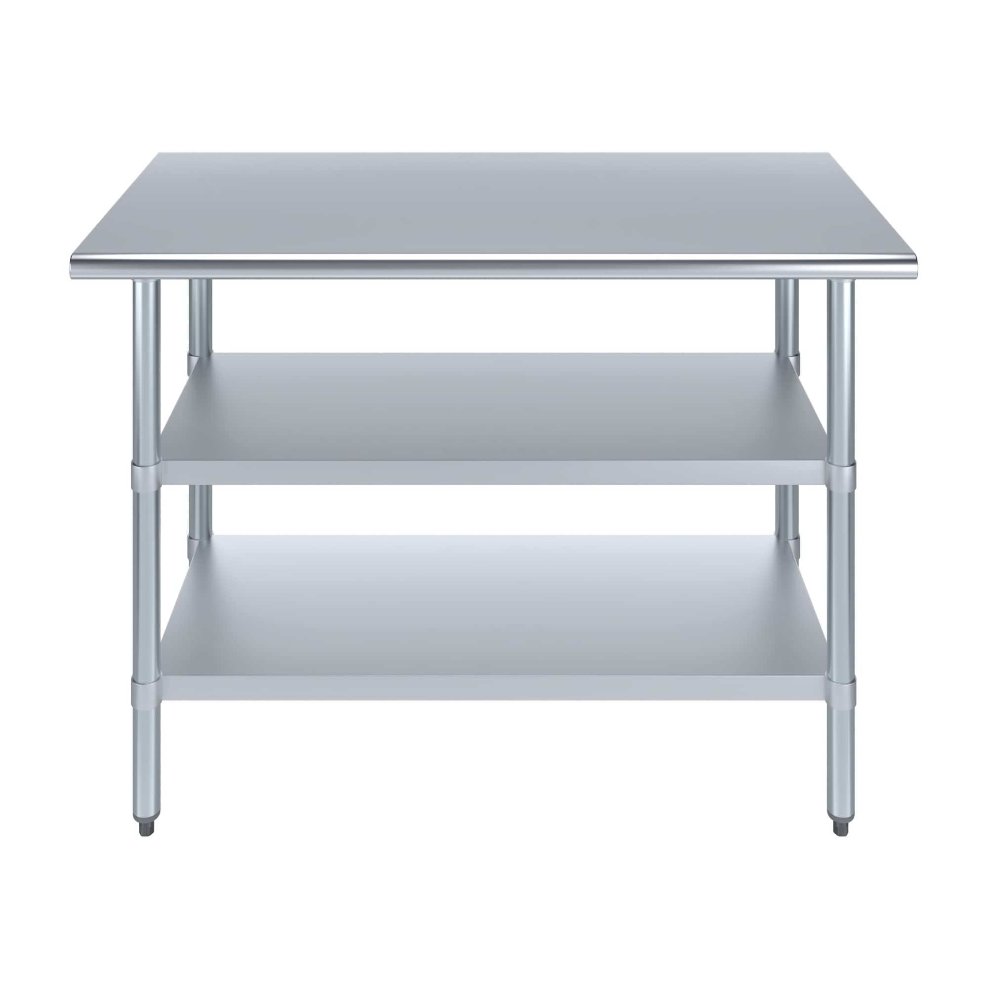 48" Long X 24" Deep Stainless Steel Work Table with 2 Shelves | Metal Food Prep Station | Commercial & Residential NSF Utility Table