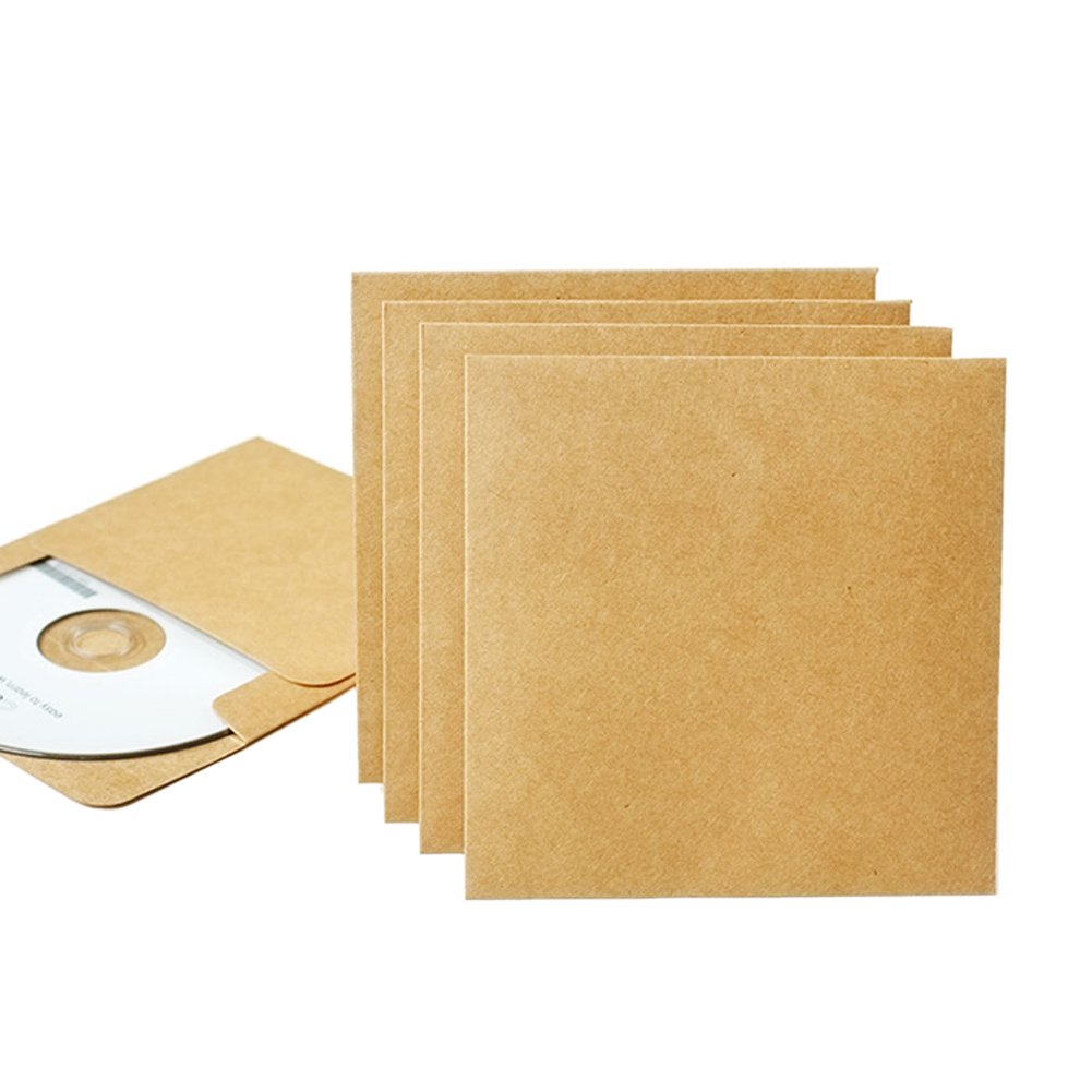 25Pcs Brown Kraft Paper CD DVD Sleeves Retro DVD Envelopes Cardboard Storage Cases Keepers Holder for CD/DVD Packaging or Store