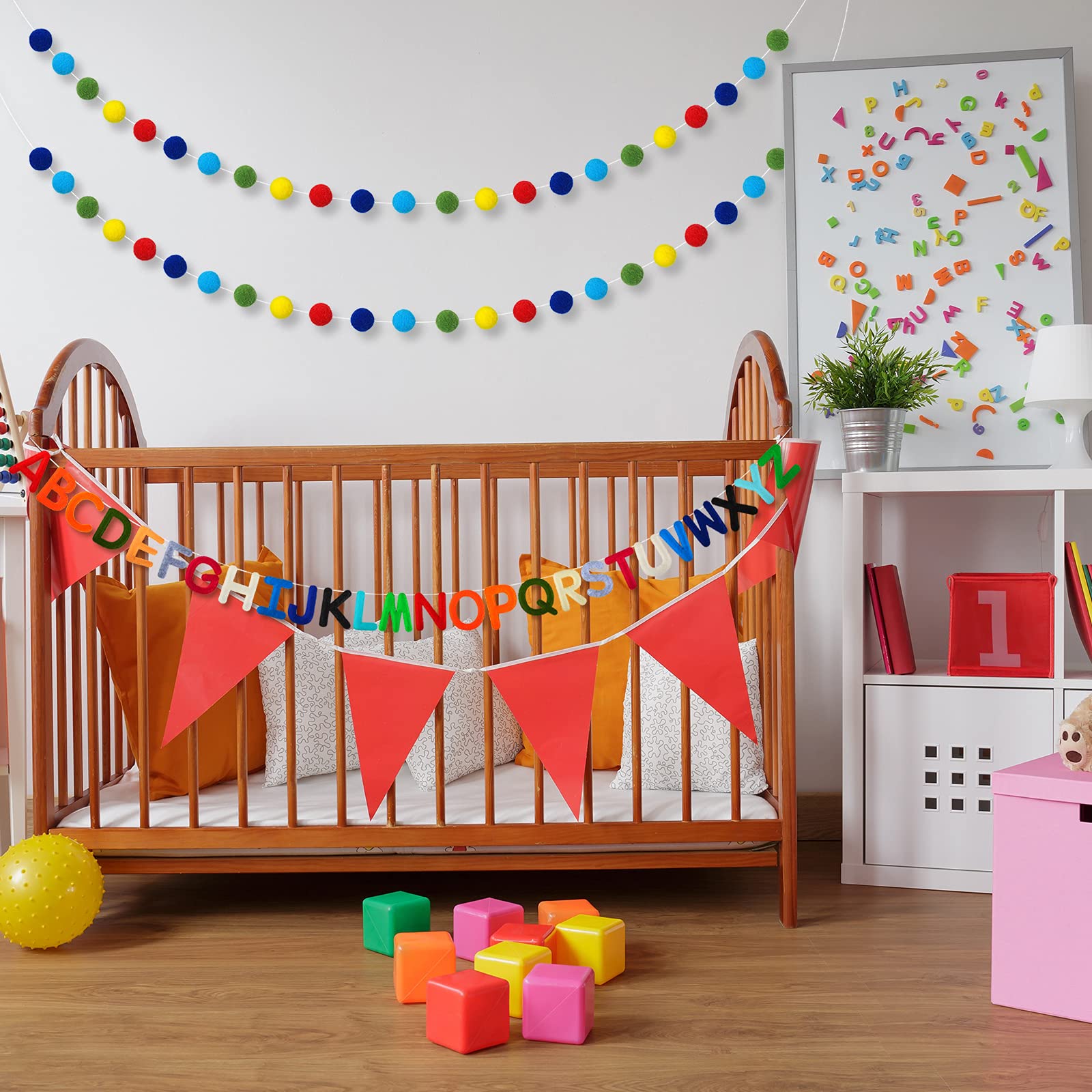 Alphabet Garland Felt Banners Alphabet Wool Felt Garland Letters Banners Wall Hanging for Toddler Room Nursery Baby Room Decor