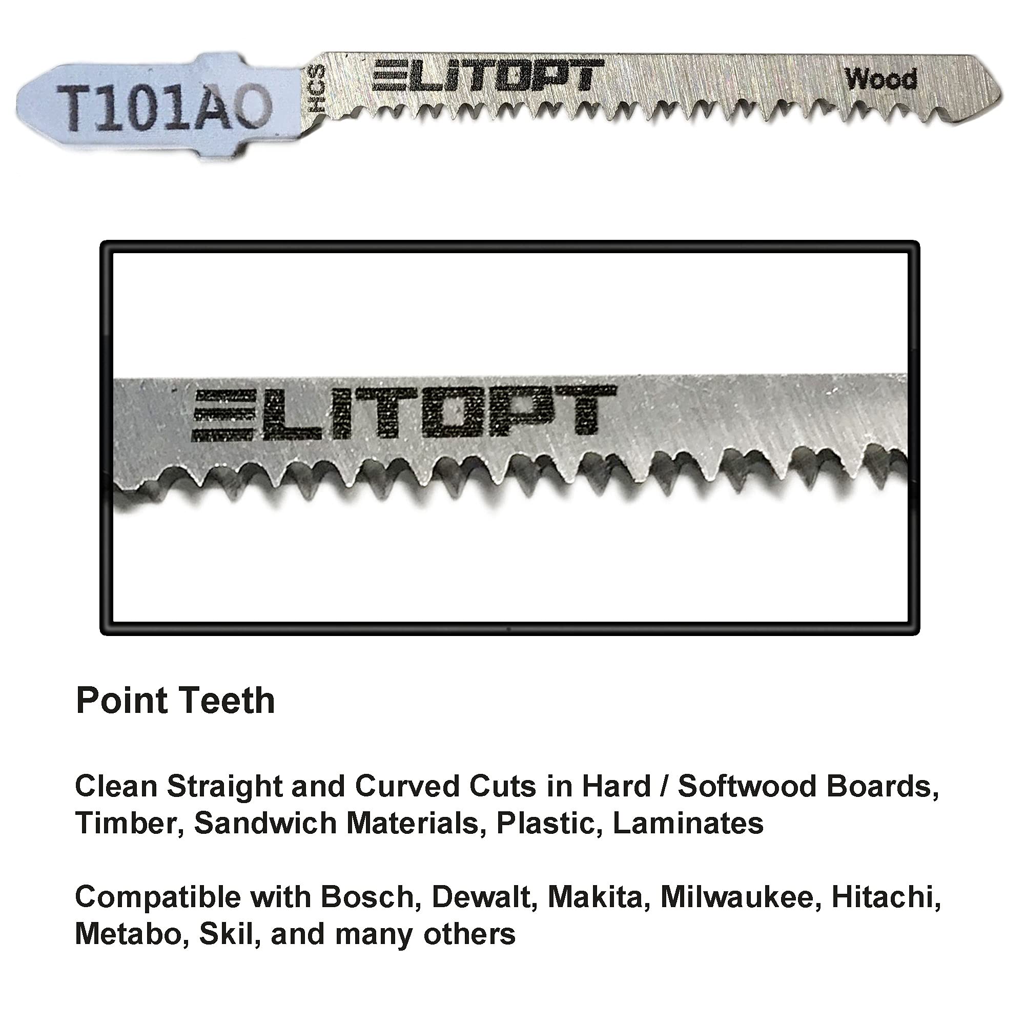 25pcs Jigsaw Blades for Wood T101AO Scroll Blades Clean Curved Cuts 3 in. 20 TPI T Shape Shank T101AO