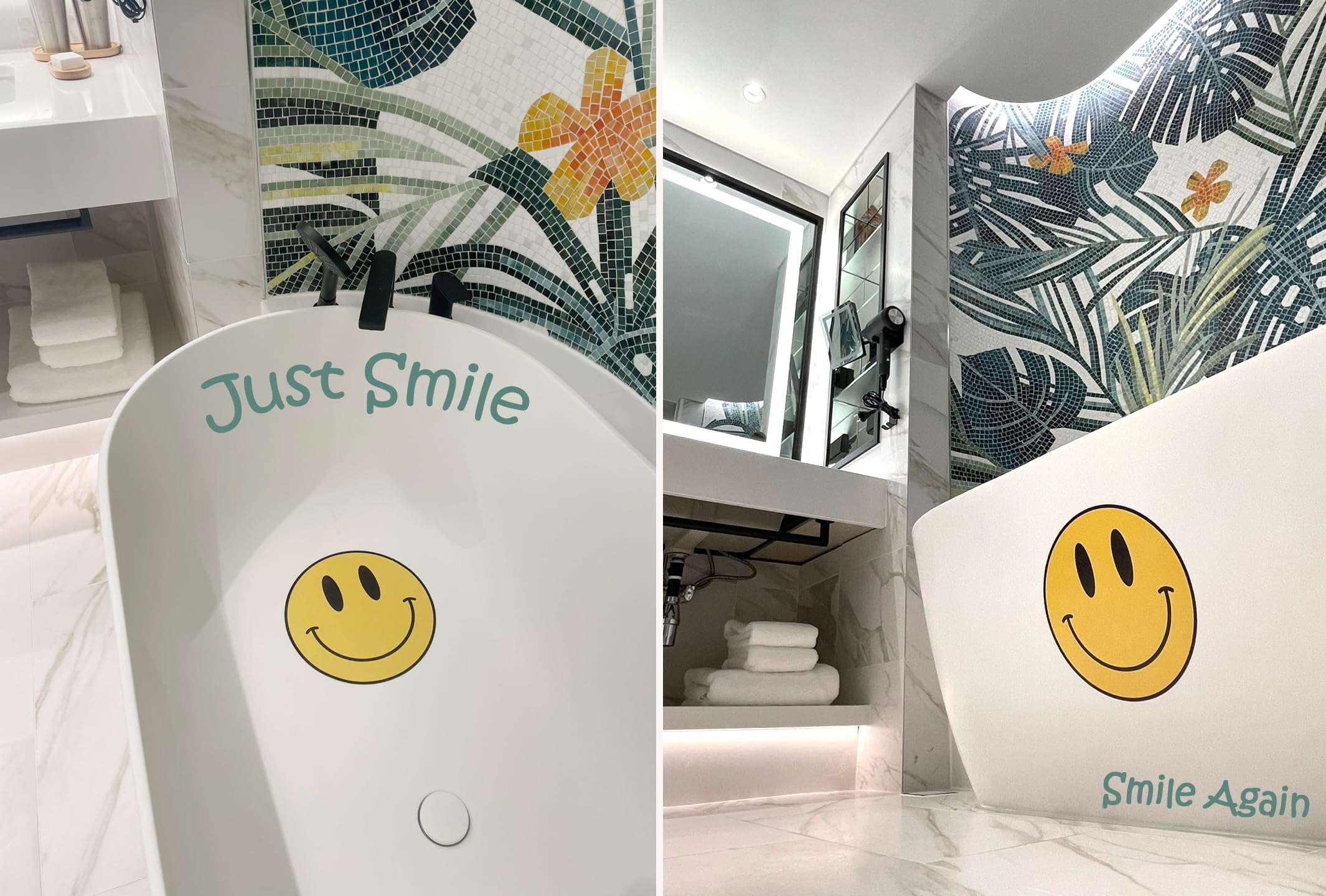 12" Smiley Face Murals Wall Decal Sticker Vinyl Smile Wall Decals Removable Peel and Stick Wall Stickers for Interior Car Window Laptop Luggage Baggage