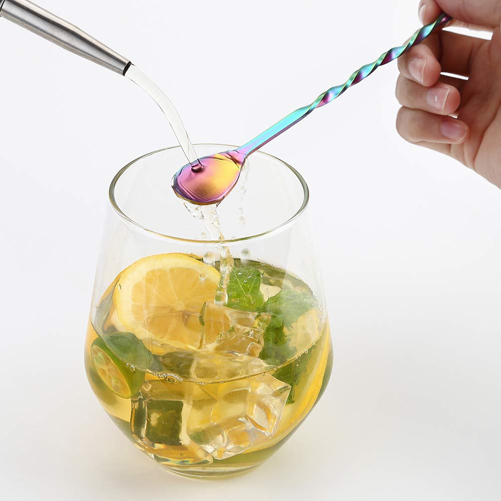 10 Inch Stainless Steel Muddler for Cocktails and Mixing Spoon by FYL, Fruit Muddler for Drinks, Rose Gold