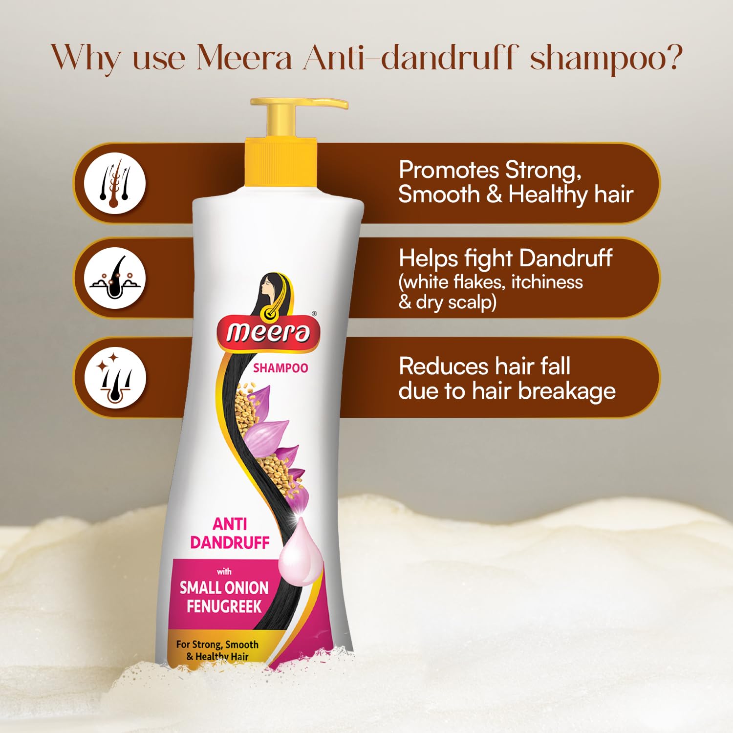 Meera Anti Dandruff Shampoo, White,340ml'