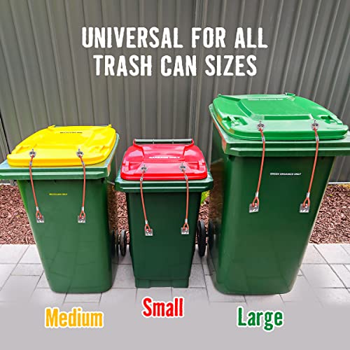2 Piece Trash Can Lid Locks | Keep Garbage Can Secure & Animal Proof | Heavy Duty Unbreakable Steel Construction | Universal Fit for Outdoor Waste Bins