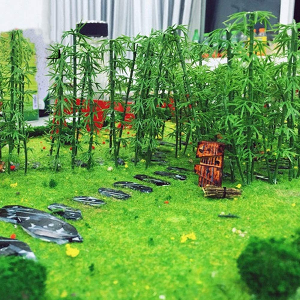 120 PCS Model Bamboo Trees, Woohome 5 Size Green Plastic Bamboo Trees for Home Decoration, Miniature Landscape, Landform Diorama Project (2.4 inch β 5.9inch)