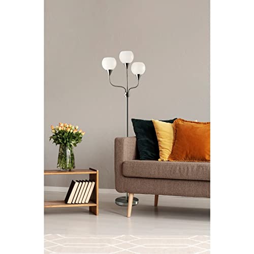 Adesso 1534-22 Phillip 3-Arm Floor Lamp, 65.5 in., 3 x 40 W Incandescent/13 W CFL, Brushed Steel/White, 1 Steel Lamp