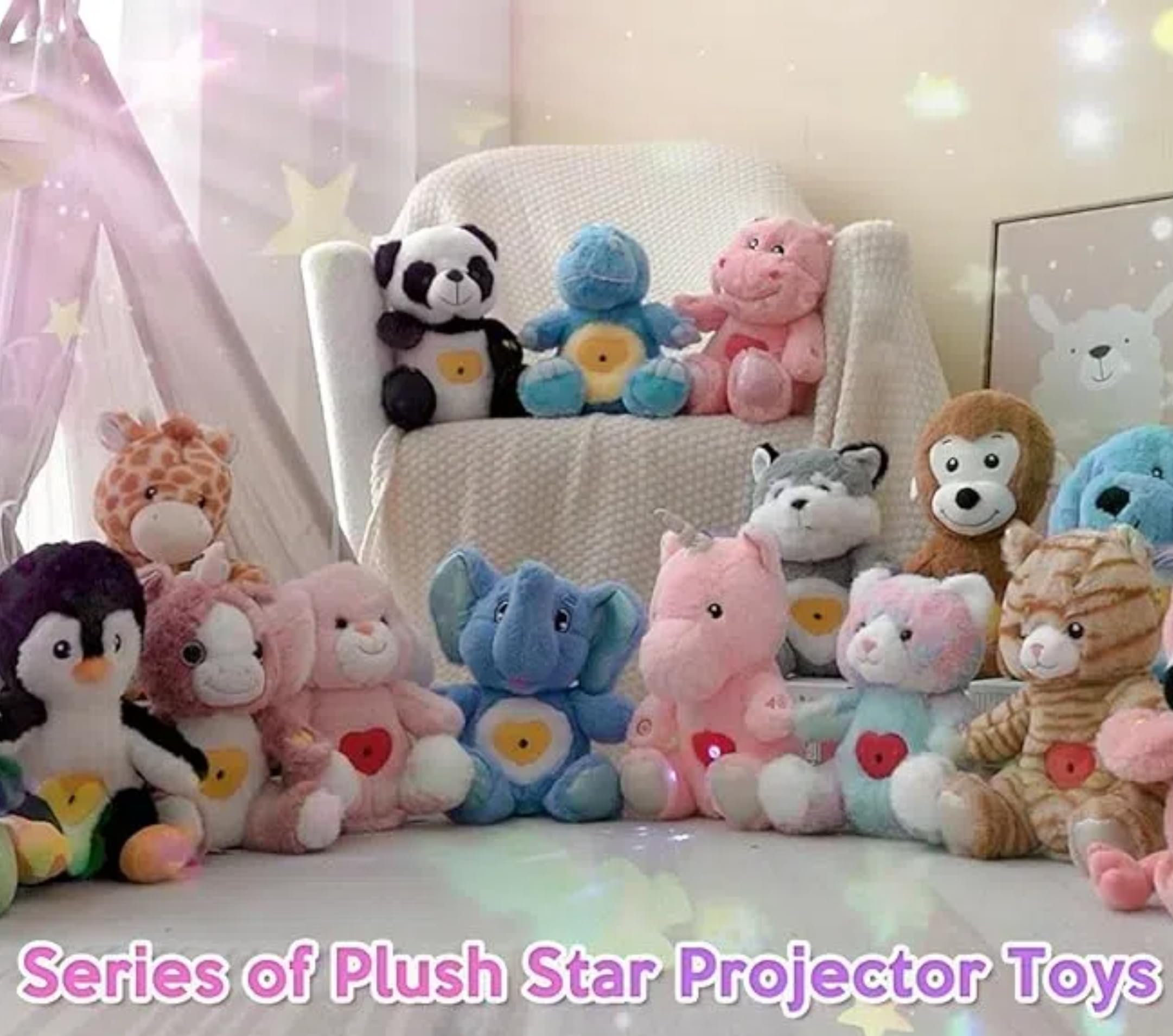 Cuteoy Plush Penguin Star Projector Musical Adjustable Singing Night Light Stuffed Animals Glowing Plushies Toy Gifts for Kids Birthday Easter Christmas,11''