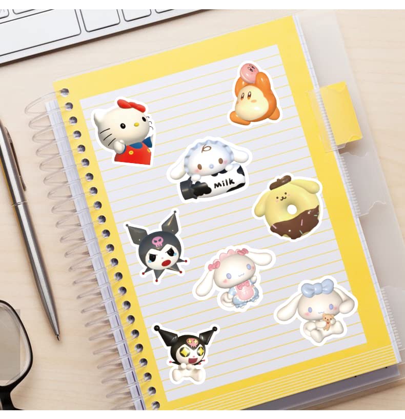 120Pcs 3D Kawaii Stickers Pack,Cartoon Keroppi Cinnamoroll Kitty,Waterproof Sticker for Laptop,Anime Vinyl Decals for Water Bottle,Skateboard,Hydroflasks,Cute Gifts for Friends Girls Kids