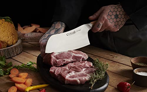 CUTLUXE Cleaver Knife - 7" Vegetable and Meat Butcher Knife - Olive Wood Handle – Full Tang – Olivery Series